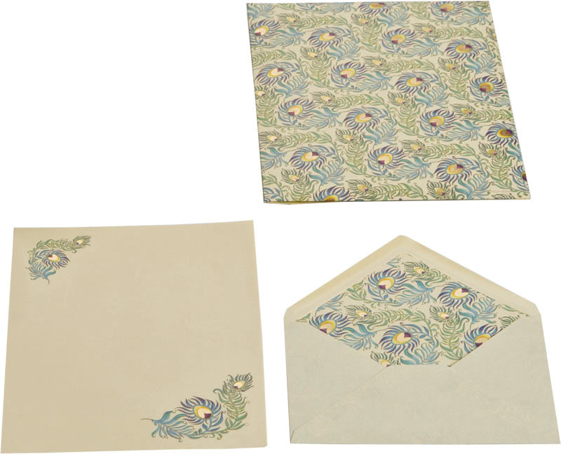 Peacock writing sheet portfolio – Merrymaker Fine Paper