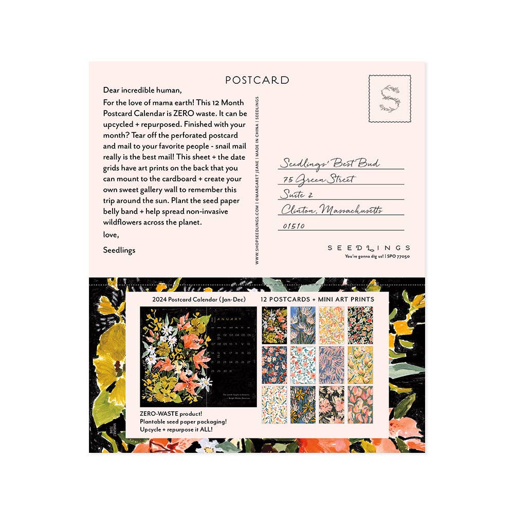 Vintage Floral Seedlings 2024 Postcard Calendar – Merrymaker Fine Paper