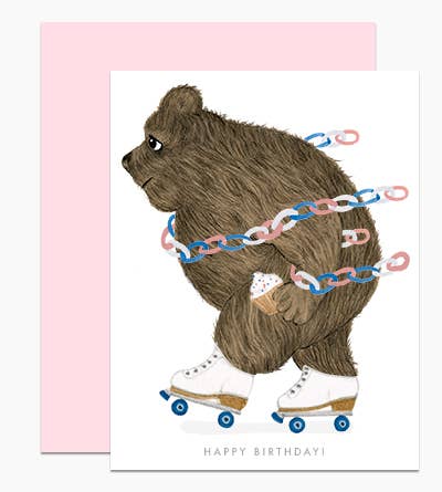 Rollerskating Bear Card – Merrymaker Fine Paper